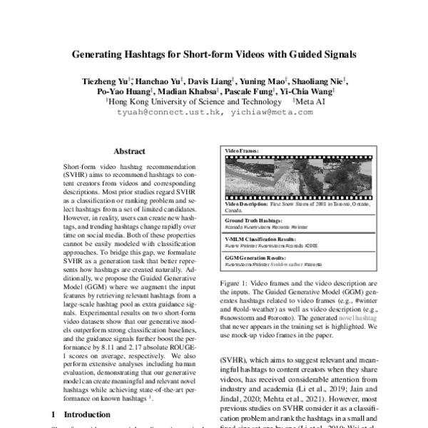 Generating Hashtags for Short-form Videos with Guided Signals - ACL ...