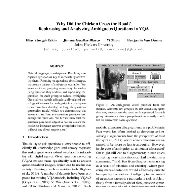 Why Did the Chicken Cross the Road? Rephrasing and Analyzing Ambiguous ...