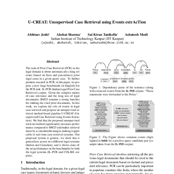U Creat Unsupervised Case Retrieval Using Events Extraction Acl Anthology