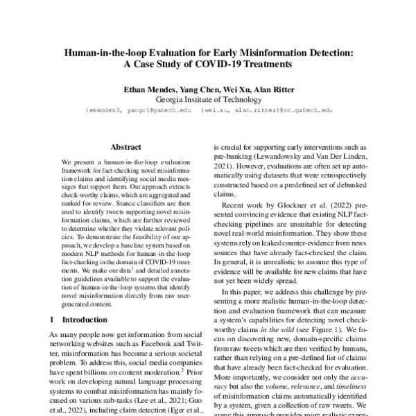 Human-in-the-loop Evaluation for Early Misinformation Detection: A Case Study of COVID-19 ...