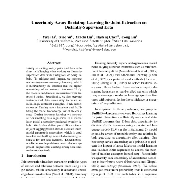 Uncertainty-Aware Bootstrap Learning for Joint Extraction on Distantly-Supervised Data - ACL ...