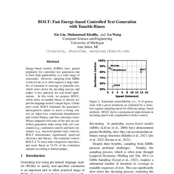 Bolt Fast Energy Based Controlled Text Generation With Tunable Biases Acl Anthology