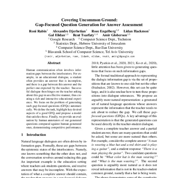 Covering Uncommon Ground: Gap-Focused Question Generation for Answer Assessment - ACL Anthology
