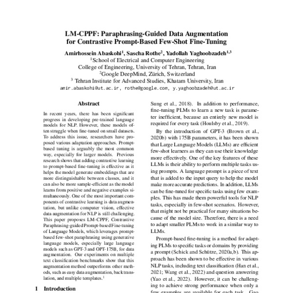 Lm Cppf Paraphrasing Guided Data Augmentation For Contrastive Prompt Based Few Shot Fine Tuning