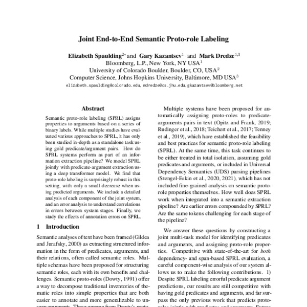 Joint End-to-end Semantic Proto-role Labeling - ACL Anthology