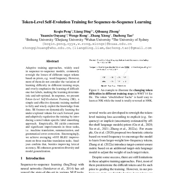 Token Level Self Evolution Training For Sequence To Sequence Learning