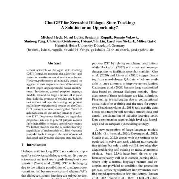 ChatGPT for Zero-shot Dialogue State Tracking: A Solution or an Opportunity? - ACL Anthology