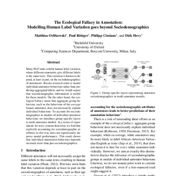 The Ecological Fallacy in Annotation: Modeling Human Label Variation goes beyond ...