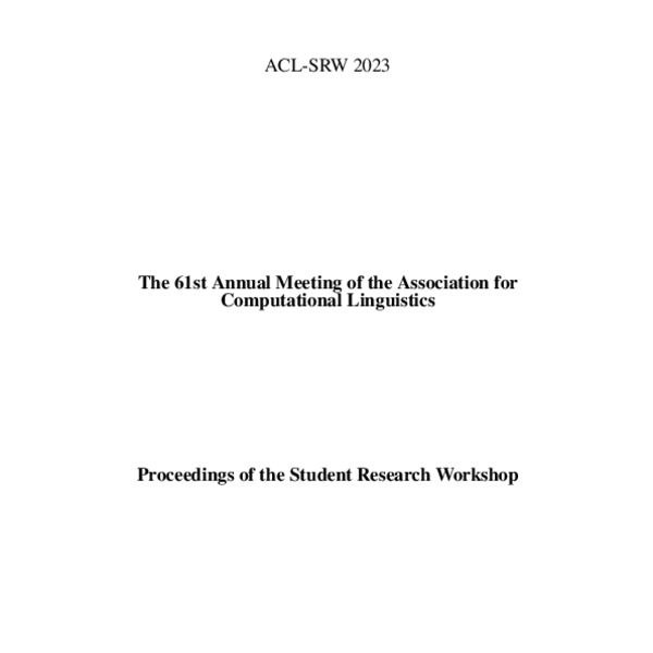 Proceedings of the 61st Annual Meeting of the Association for Computational Linguistics (Volume ...