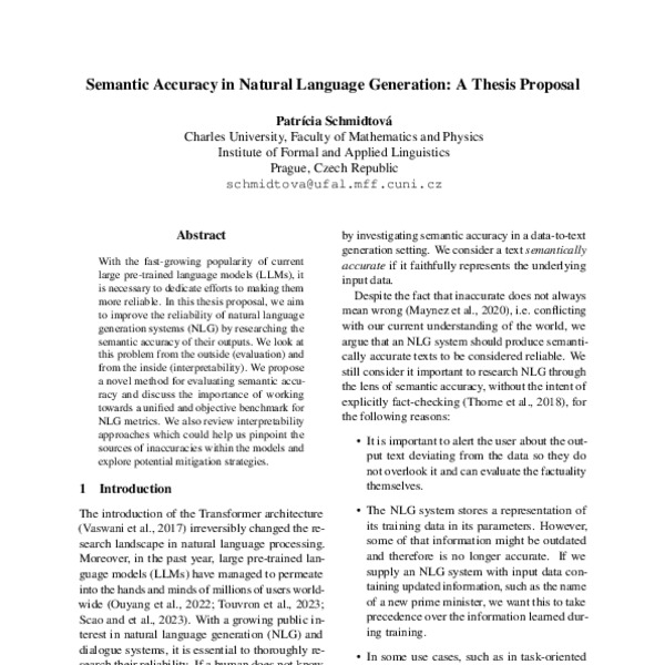 Semantic Accuracy in Natural Language Generation: A Thesis Proposal ...