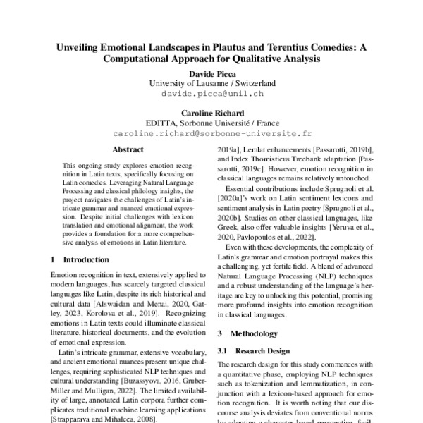 Unveiling Emotional Landscapes in Plautus and Terentius Comedies: A Computational Approach for ...