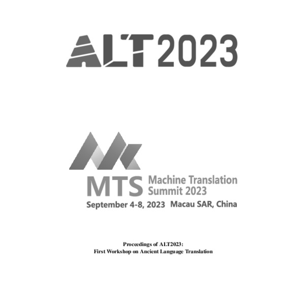 Proceedings of ALT2023: Ancient Language Translation Workshop - ACL ...
