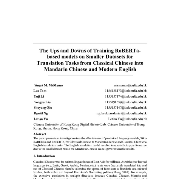 The Ups and Downs of Training RoBERTa-based models on Smaller Datasets ...