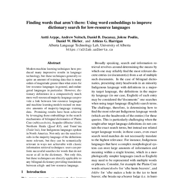 Finding words that aren’t there: Using word embeddings to improve ...