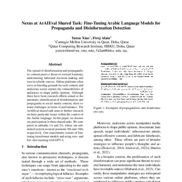 Nexus At Araieval Shared Task Fine Tuning Arabic Language Models For Propaganda And