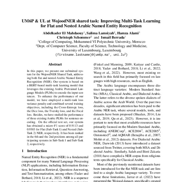 UM6P & UL at WojoodNER shared task: Improving Multi-Task Learning for Flat and Nested Arabic ...