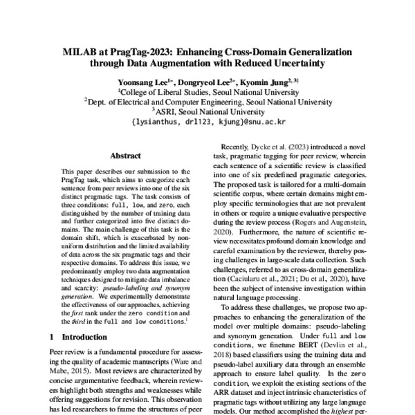 MILAB at PragTag-2023: Enhancing Cross-Domain Generalization through ...