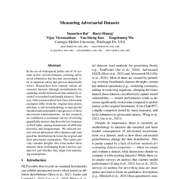 Measuring Adversarial Datasets Acl Anthology
