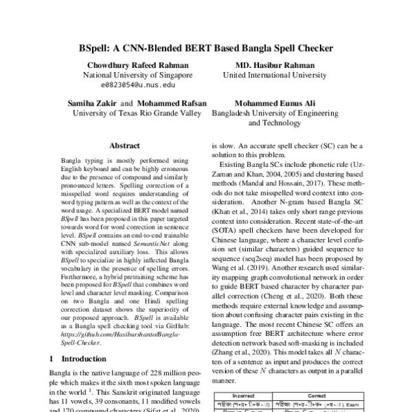 BSpell: A CNN-Blended BERT Based Bangla Spell Checker - ACL Anthology