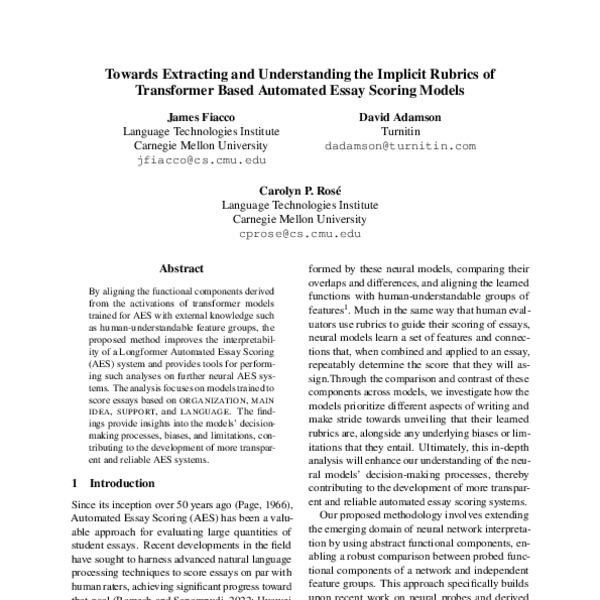 Towards Extracting and Understanding the Implicit Rubrics of Transformer Based Automatic Essay ...