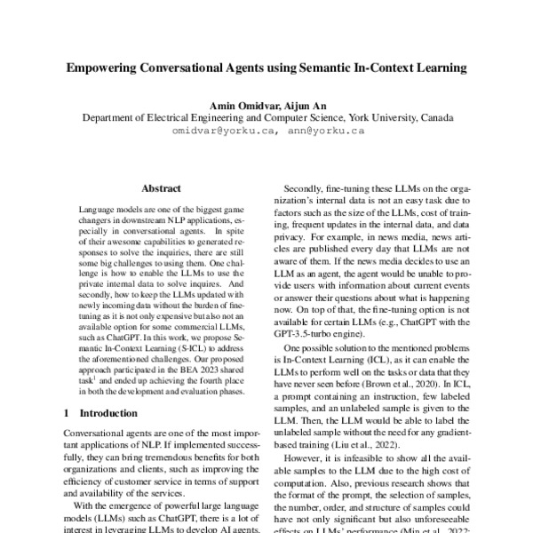 Empowering Conversational Agents using Semantic In-Context Learning - ACL Anthology