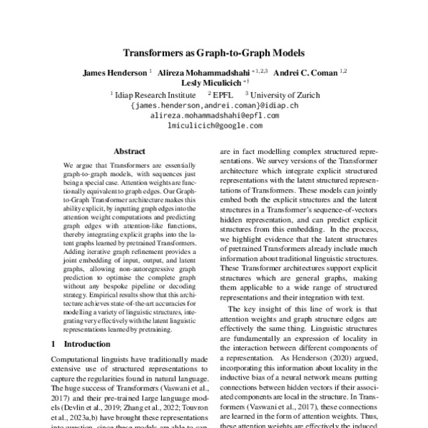 Transformers as Graph-to-Graph Models - ACL Anthology