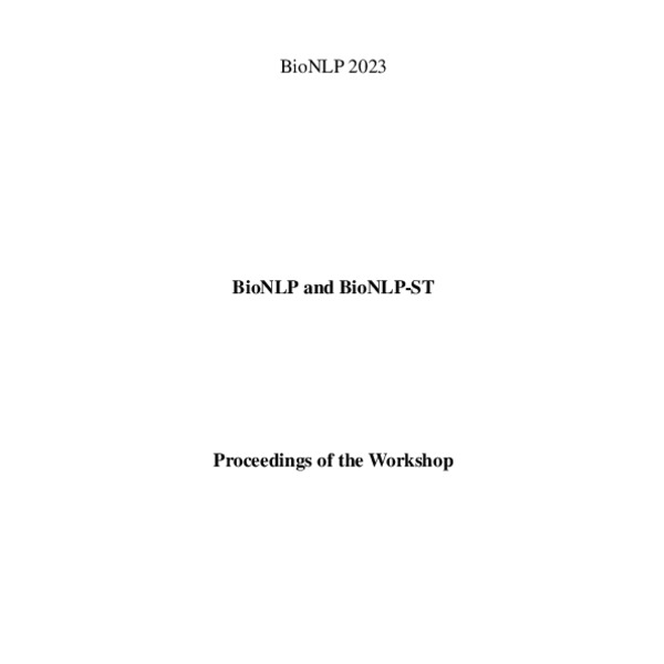 Proceedings of the 22nd Workshop on Biomedical Natural Language Processing and BioNLP Shared ...