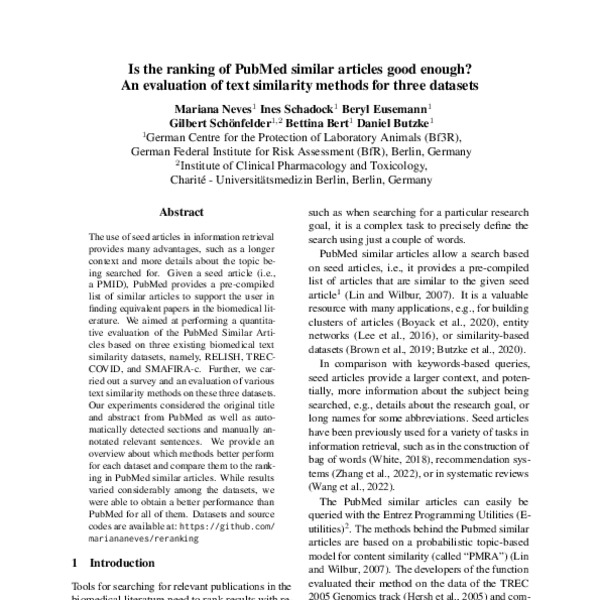 Is the ranking of PubMed similar articles good enough? An evaluation of ...