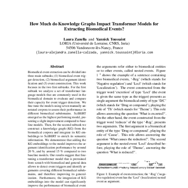How Much do Knowledge Graphs Impact Transformer Models for Extracting Biomedical Events? - ACL ...