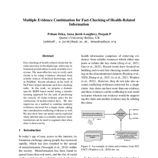 Multiple Evidence Combination for Fact-Checking of Health-Related Information - ACL Anthology