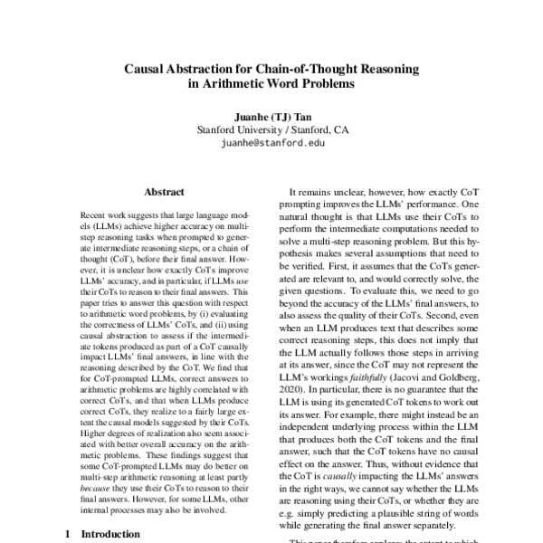 Causal Abstraction for Chain-of-Thought Reasoning in Arithmetic Word Problems - ACL Anthology