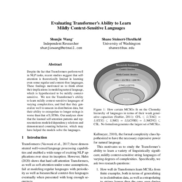 Evaluating Transformer’s Ability to Learn Mildly Context-Sensitive Languages - ACL Anthology
