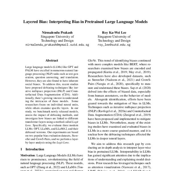 Layered Bias: Interpreting Bias in Pretrained Large Language Models - ACL Anthology