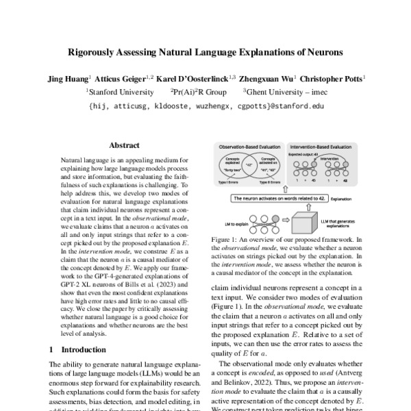 Rigorously Assessing Natural Language Explanations of Neurons - ACL ...