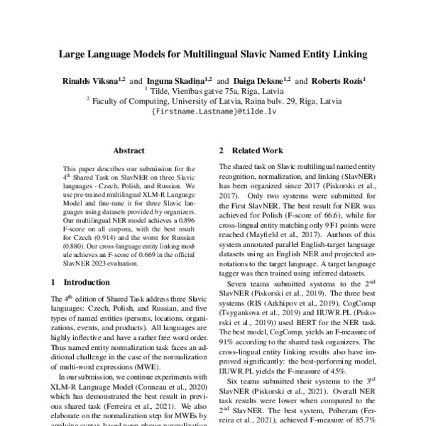 Large Language Models For Multilingual Slavic Named Entity Linking Acl Anthology