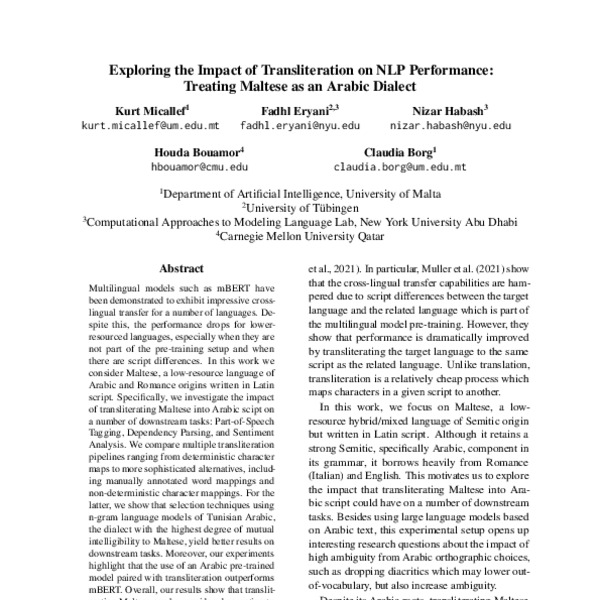 Exploring the Impact of Transliteration on NLP Performance: Treating ...