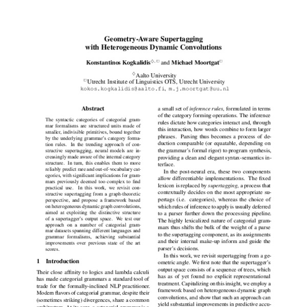 Geometry-Aware Supertagging with Heterogeneous Dynamic Convolutions - ACL Anthology
