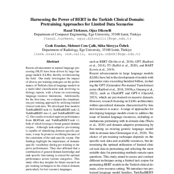 Harnessing the Power of BERT in the Turkish Clinical Domain: Pretraining Approaches for Limited ...