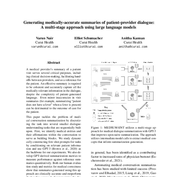 Generating medically-accurate summaries of patient-provider dialogue: A multi-stage approach ...