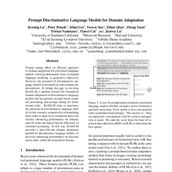 Prompt Discriminative Language Models for Domain Adaptation - ACL Anthology