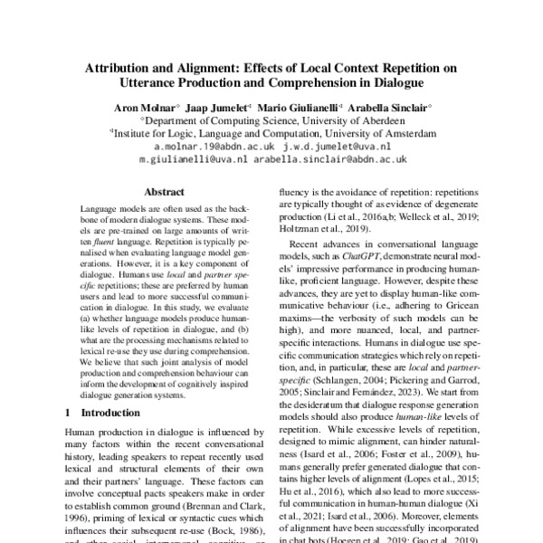 Attribution and Alignment: Effects of Local Context Repetition on ...