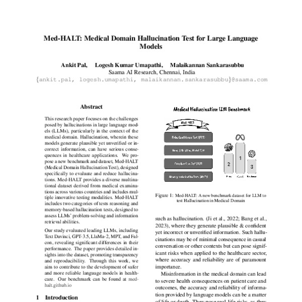 Med-HALT: Medical Domain Hallucination Test for Large Language Models ...