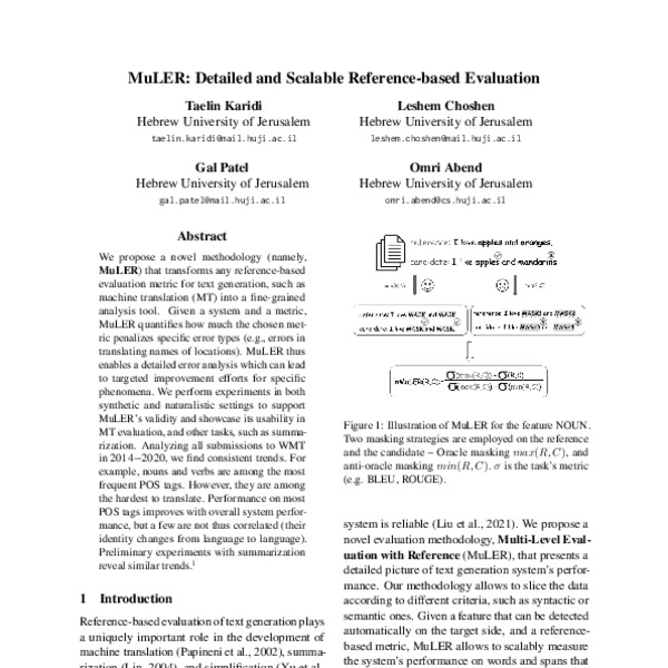 MuLER: Detailed and Scalable Reference-based Evaluation - ACL Anthology