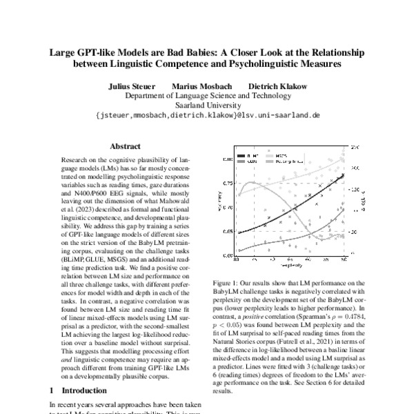 Large GPT-like Models are Bad Babies: A Closer Look at the Relationship ...