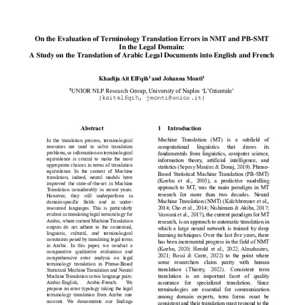 On the Evaluation of Terminology Translation Errors in NMT and PB-SMT ...