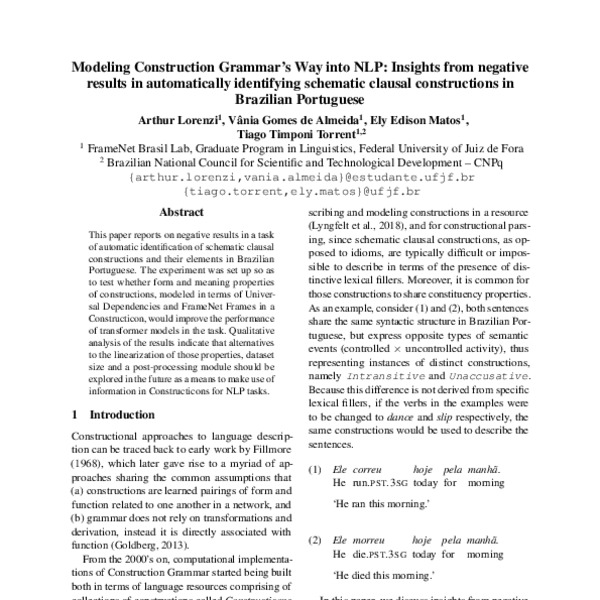 Modeling Construction Grammars Way Into Nlp Insights From Negative Results In Automatically