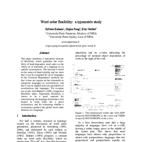 Word order flexibility: a typometric study - ACL Anthology