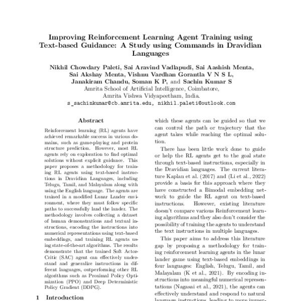 Improving Reinfocement Learning Agent Training using Text based ...