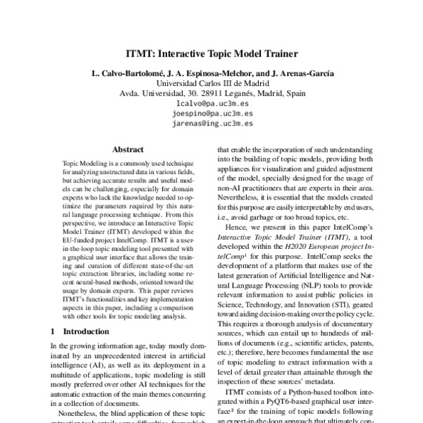 ITMT: Interactive Topic Model Trainer - ACL Anthology