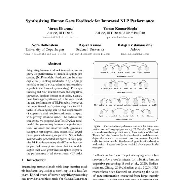 Synthesizing Human Gaze Feedback for Improved NLP Performance - ACL ...